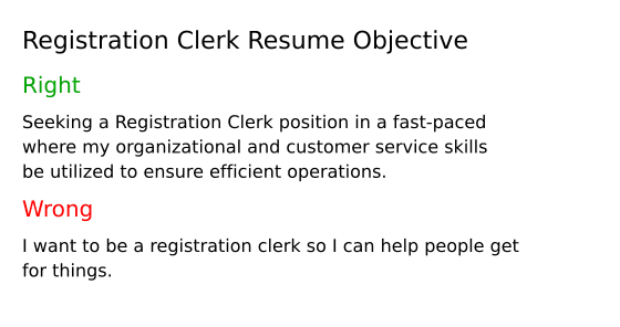 Top 16 Registration Clerk Resume Objective Examples
