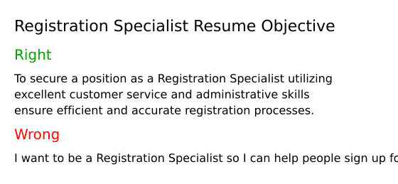Top 17 Registration Specialist Resume Objective Examples