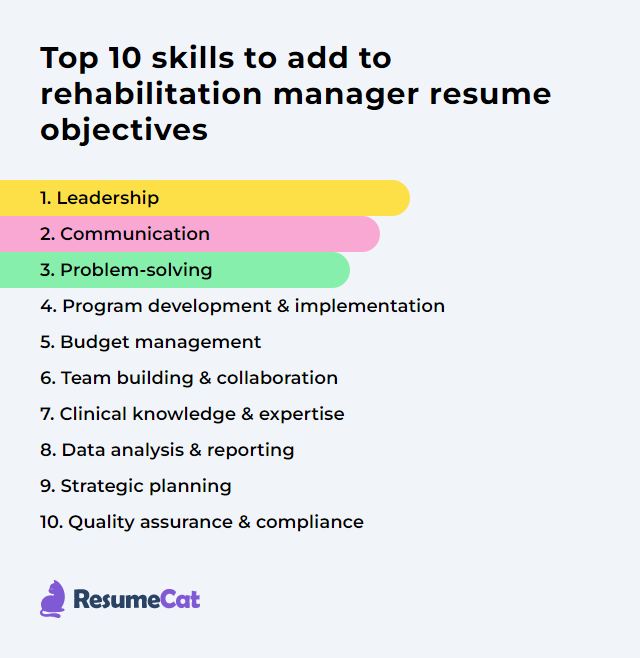 Top 18 Rehabilitation Manager Resume Objective Examples