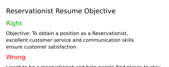 Top 16 Reservationist Resume Objective Examples | ResumeCat