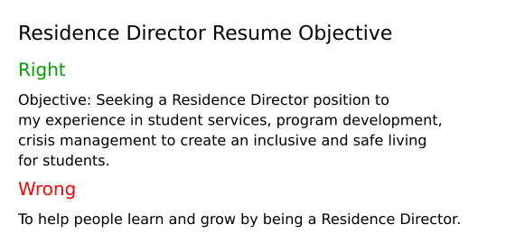 Top 17 Residence Director Resume Objective Examples