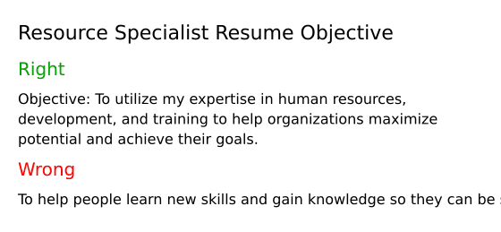 Top 17 Resource Specialist Resume Objective Examples
