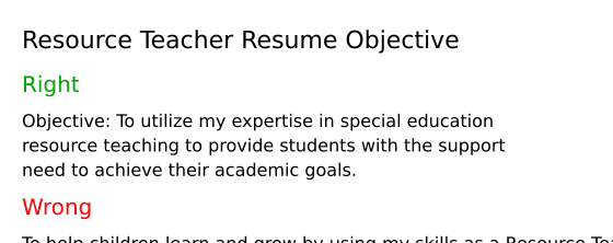 Top 17 Resource Teacher Resume Objective Examples