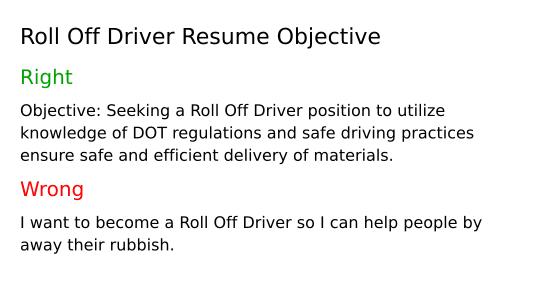 Top 18 Roll Off Driver Resume Objective Examples | ResumeCat