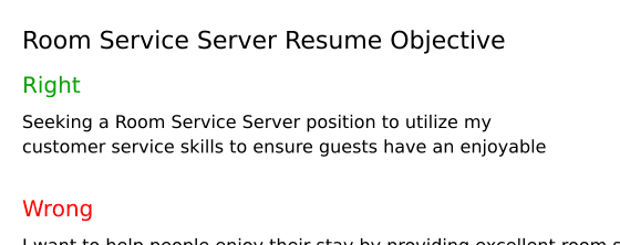 Top 16 Room Service Server Resume Objective Examples