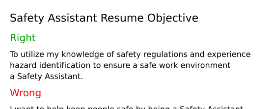 Top 16 Safety Assistant Resume Objective Examples