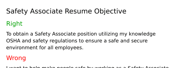 Top 16 Safety Associate Resume Objective Examples