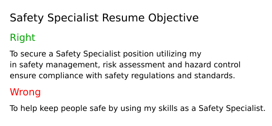 Top 17 Safety Specialist Resume Objective Examples