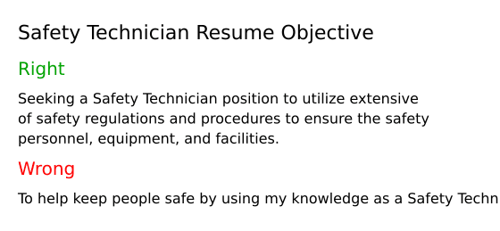 Top 17 Safety Technician Resume Objective Examples
