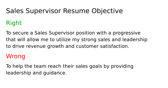 Top 17 Sales Supervisor Resume Objective Examples