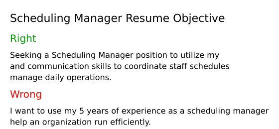 Top 16 Scheduling Manager Resume Objective Examples