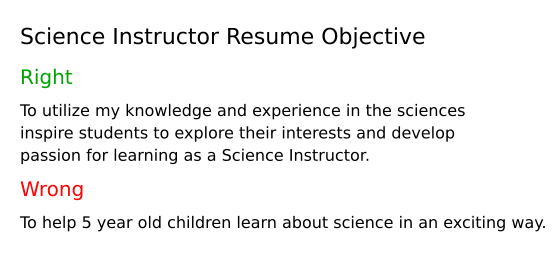 Top 18 Science Instructor Resume Objective Examples