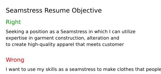 Top 16 Seamstress Resume Objective Examples | ResumeCat