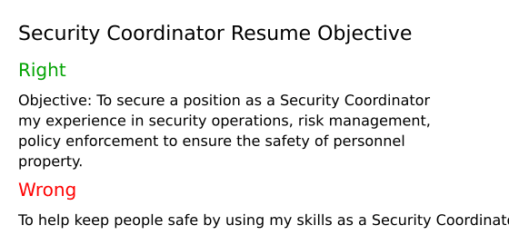Top 17 Security Coordinator Resume Objective Examples
