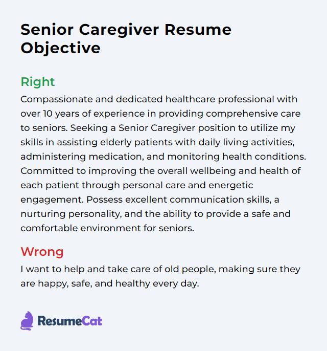 Top 16 Senior Caregiver Resume Objective Examples