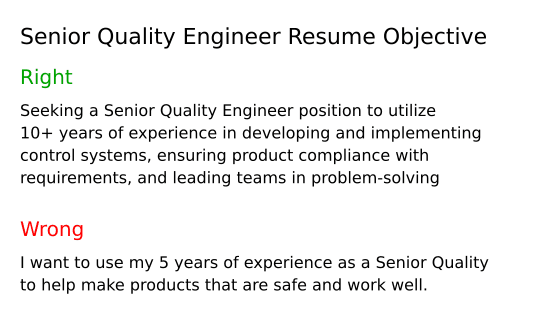 Top 18 Senior Quality Engineer Resume Objective Examples
