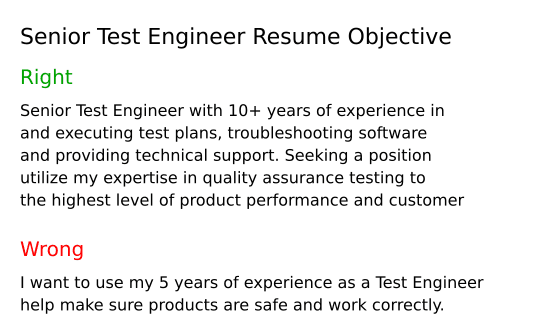 Top 18 Senior Test Engineer Resume Objective Examples