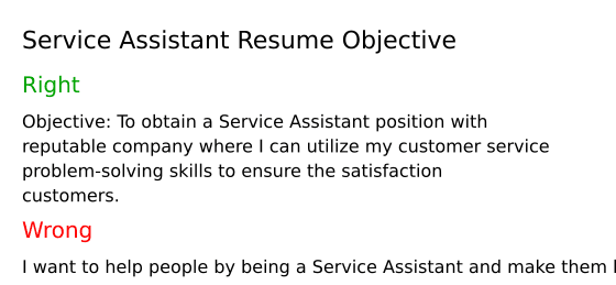 Top 16 Service Assistant Resume Objective Examples