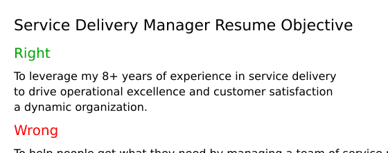 Top 16 Service Delivery Manager Resume Objective Examples