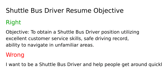Top 18 Shuttle Bus Driver Resume Objective Examples