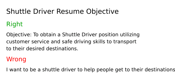 Top 18 Shuttle Driver Resume Objective Examples | ResumeCat