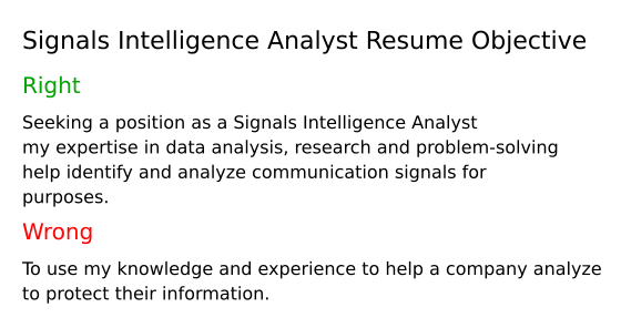 Top 17 Signals Intelligence Analyst Resume Objective Examples