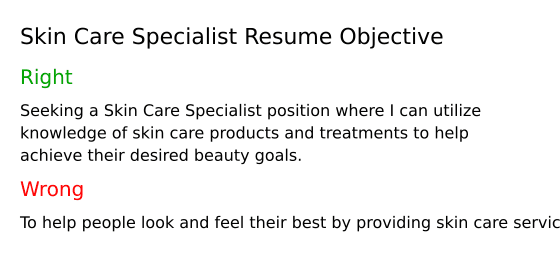Top 16 Skin Care Specialist Resume Objective Examples
