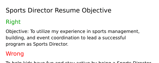 Top 17 Sports Director Resume Objective Examples | ResumeCat