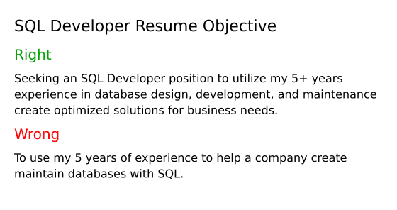 Top 17 SQL Developer Resume Objective Examples | ResumeCat