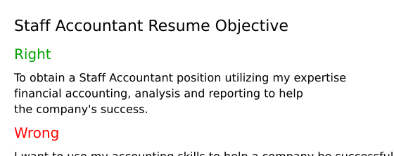 Top 17 Staff Accountant Resume Objective Examples