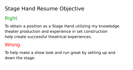 Top 16 Stage Hand Resume Objective Examples | ResumeCat