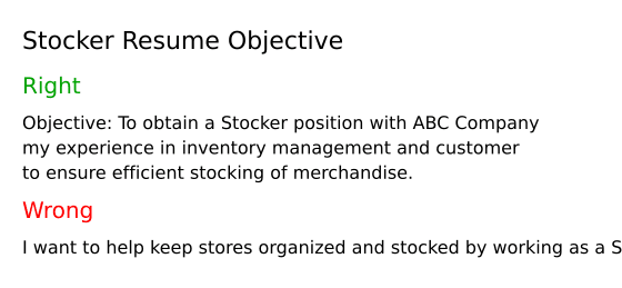 Top 17 Stocker Resume Objective Examples | ResumeCat