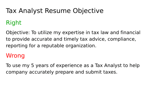 Top 16 Tax Analyst Resume Objective Examples | ResumeCat
