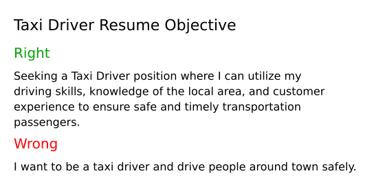 Top 16 Taxi Driver Resume Objective Examples | ResumeCat