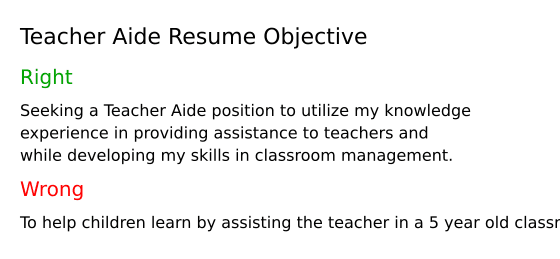 Top 17 Teacher Aide Resume Objective Examples ResumeCat