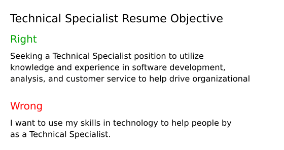 Top 18 Technical Specialist Resume Objective Examples