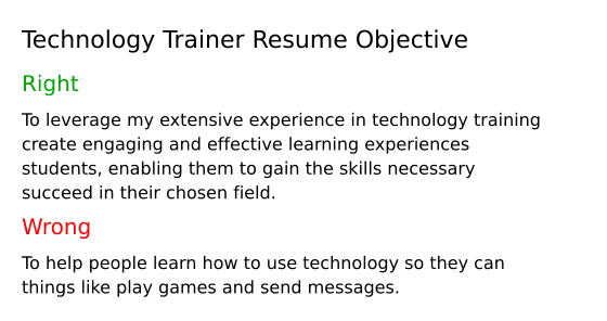 Top 16 Technology Trainer Resume Objective Examples