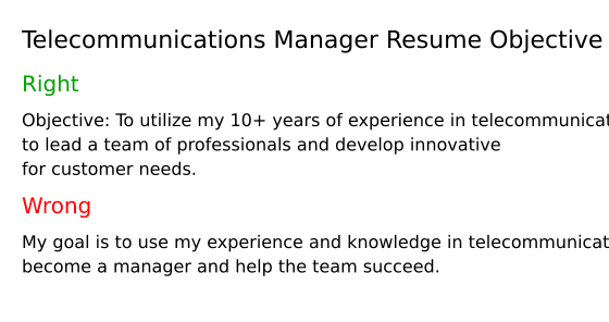 Top 18 Telecommunications Manager Resume Objective Examples