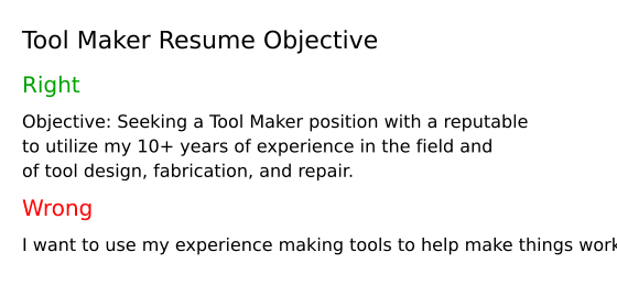 Top 18 Tool Maker Resume Objective Examples | ResumeCat