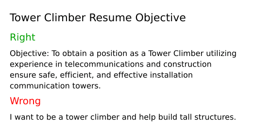Top 16 Tower Climber Resume Objective Examples | ResumeCat