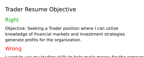 Top 18 Trader Resume Objective Examples | ResumeCat