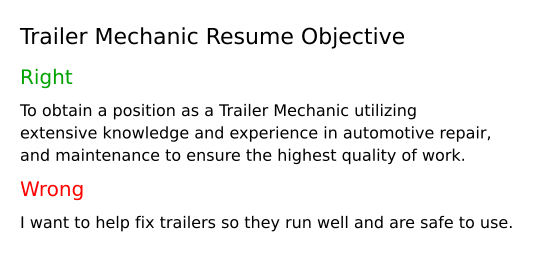 Top 18 Trailer Mechanic Resume Objective Examples