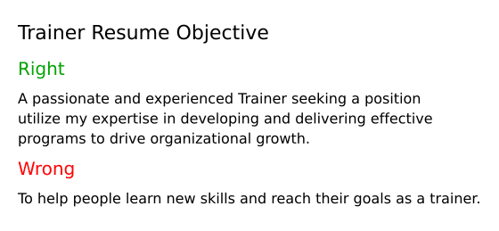 Top 16 Trainer Resume Objective Examples | ResumeCat