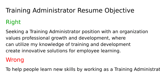 Top 18 Training Administrator Resume Objective Examples