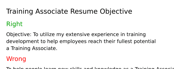 Top 18 Training Associate Resume Objective Examples