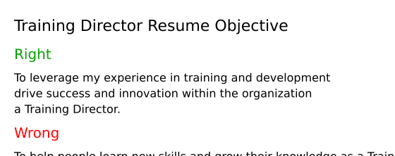Top 16 Training Director Resume Objective Examples