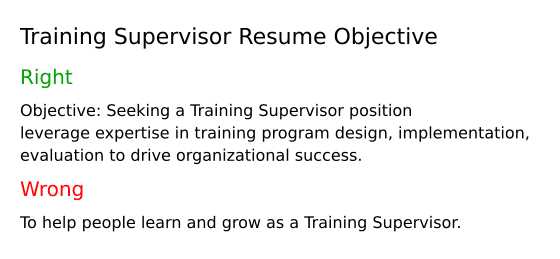 Top 18 Training Supervisor Resume Objective Examples