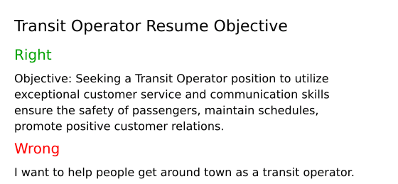 Top 18 Transit Operator Resume Objective Examples