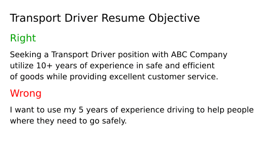 Top 17 Transport Driver Resume Objective Examples