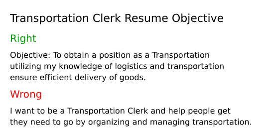 Top 16 Transportation Clerk Resume Objective Examples